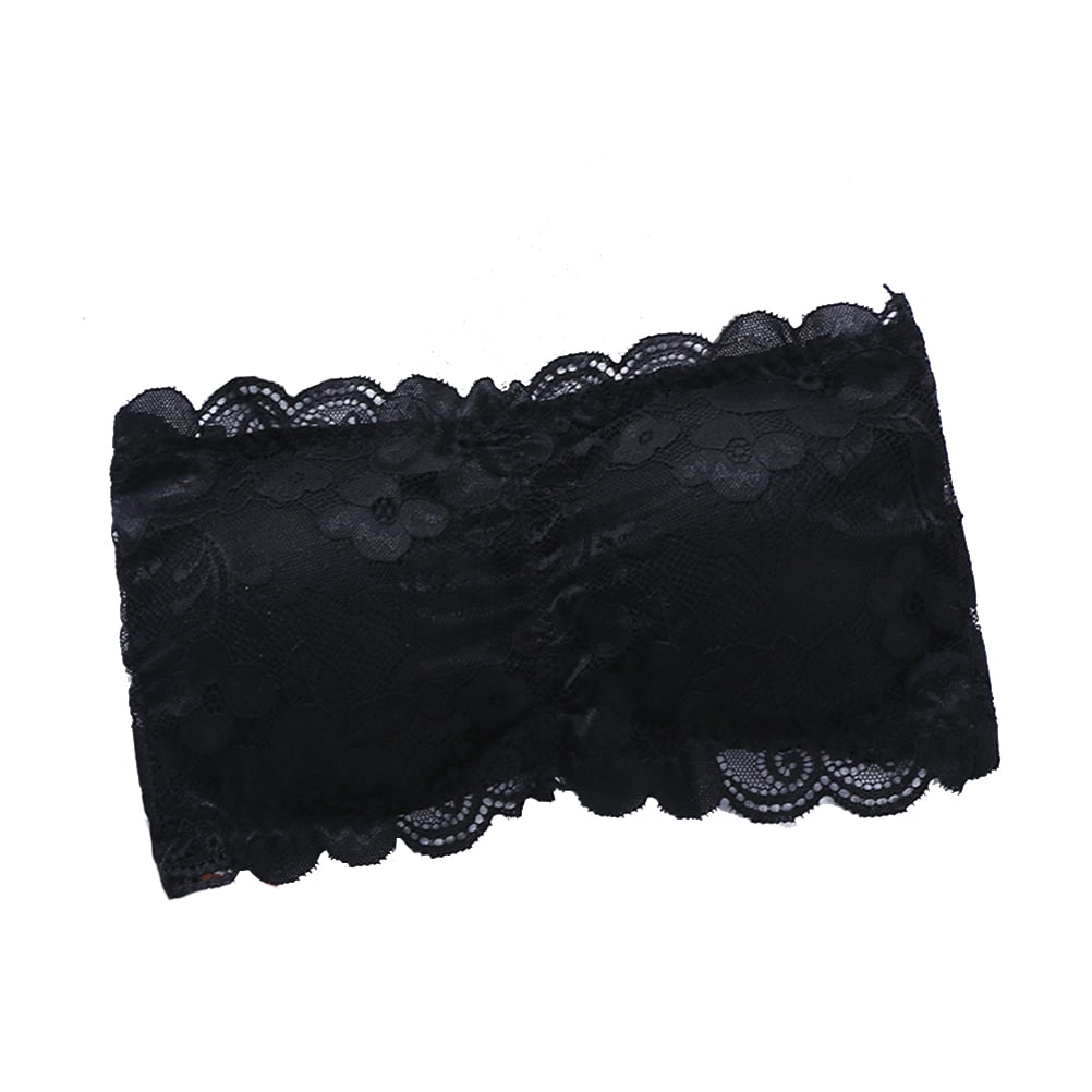 Pixnor Womens One Size Strapless Lace Bandeau Bra Paded Removable