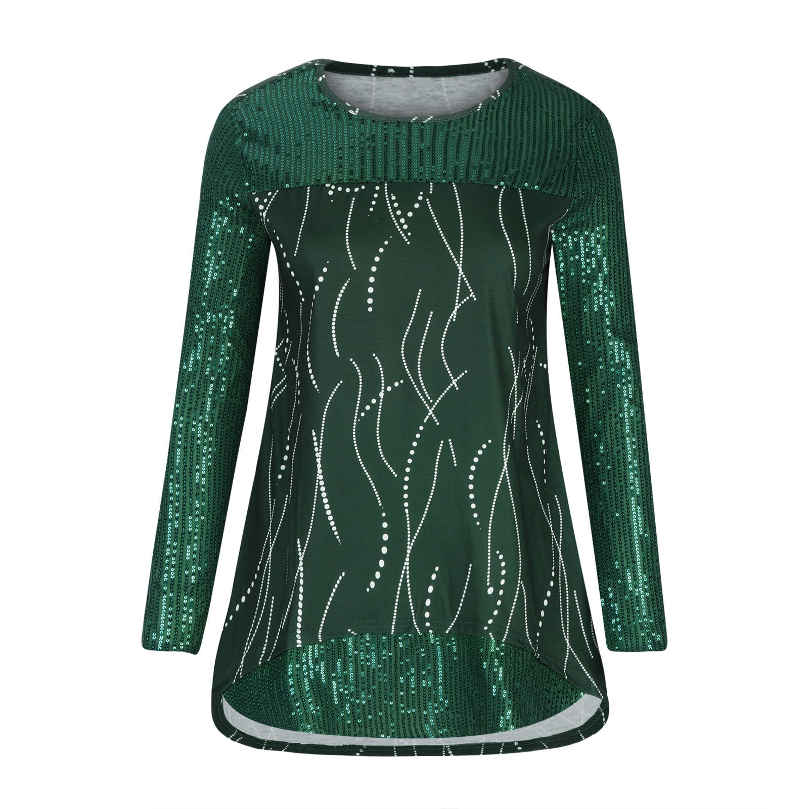 Hfyihgf Sequin Tops for Women Long Sleeve Crewneck Shiny Sparkly ...