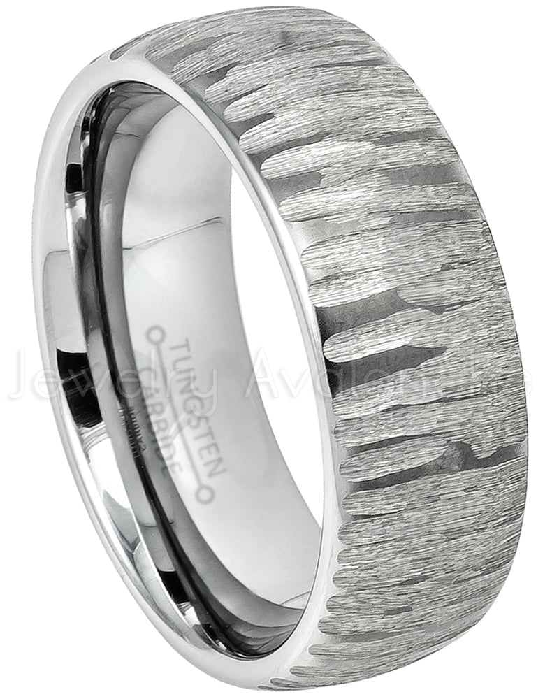 Tree Bark Carved Texture Tungsten Ring, Mens Tungsten Wedding Band ...