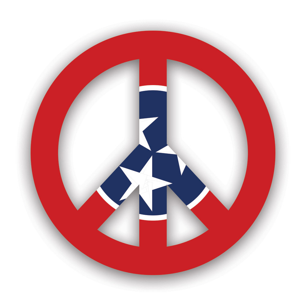 Tennessee Flag Peace Symbol Sticker Decal - Self Adhesive Vinyl ...