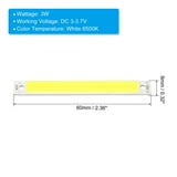 Uxcell 3W DC 3 3.7V LED Chip Bulb,Aluminum COB Lamps Bulb White Light ...