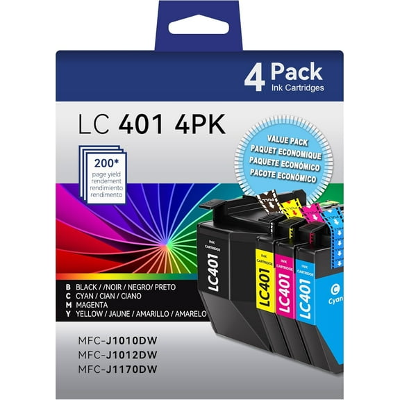 LC401 XL Ink Cartridges for Brother LC401 LC401XL Ink 4 Pack (Black ...