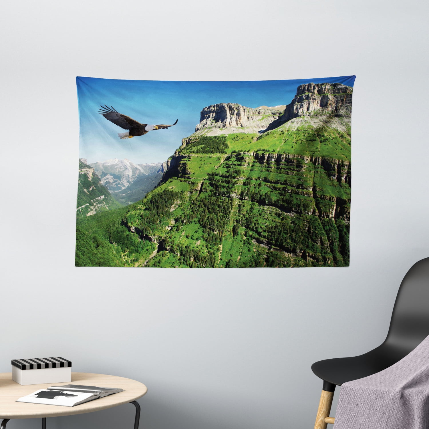 Eagle Tapestry, Wild Majestic Bird Flying Great Landscapes Green ...