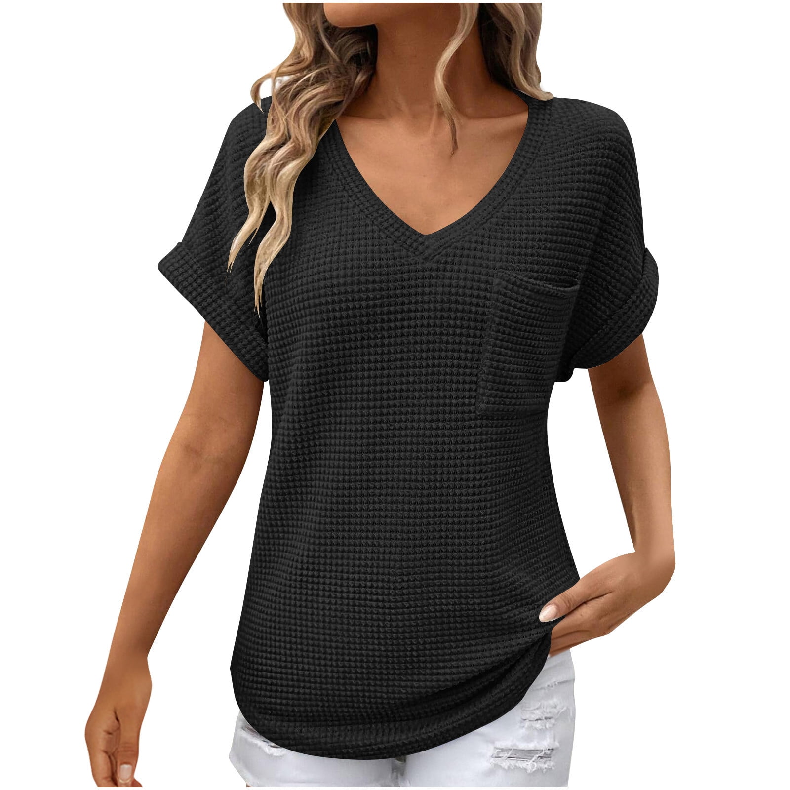 Click here for Timegard Tops For Women V Neck Short Sleeve Fittin... prices