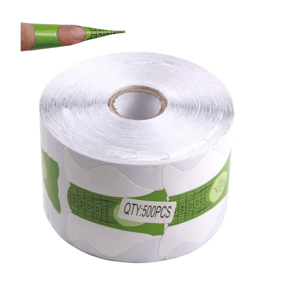 500Pcs/Roll Nail Form Guide Acrylic Tip Extension Green With White ...