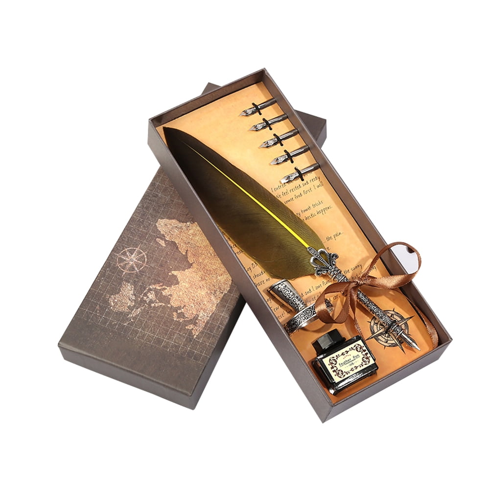 Smrinog Calligraphy Feather Dip Pen Writing Ink Quill Fountain Pen Set ...