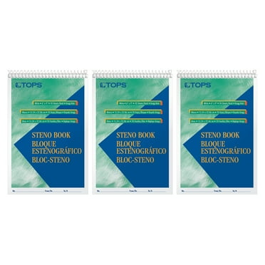 TOPS Spiral Steno Notebook, 6" x 9", 80 Sheets, 4 Pads, Letr-Trim ...