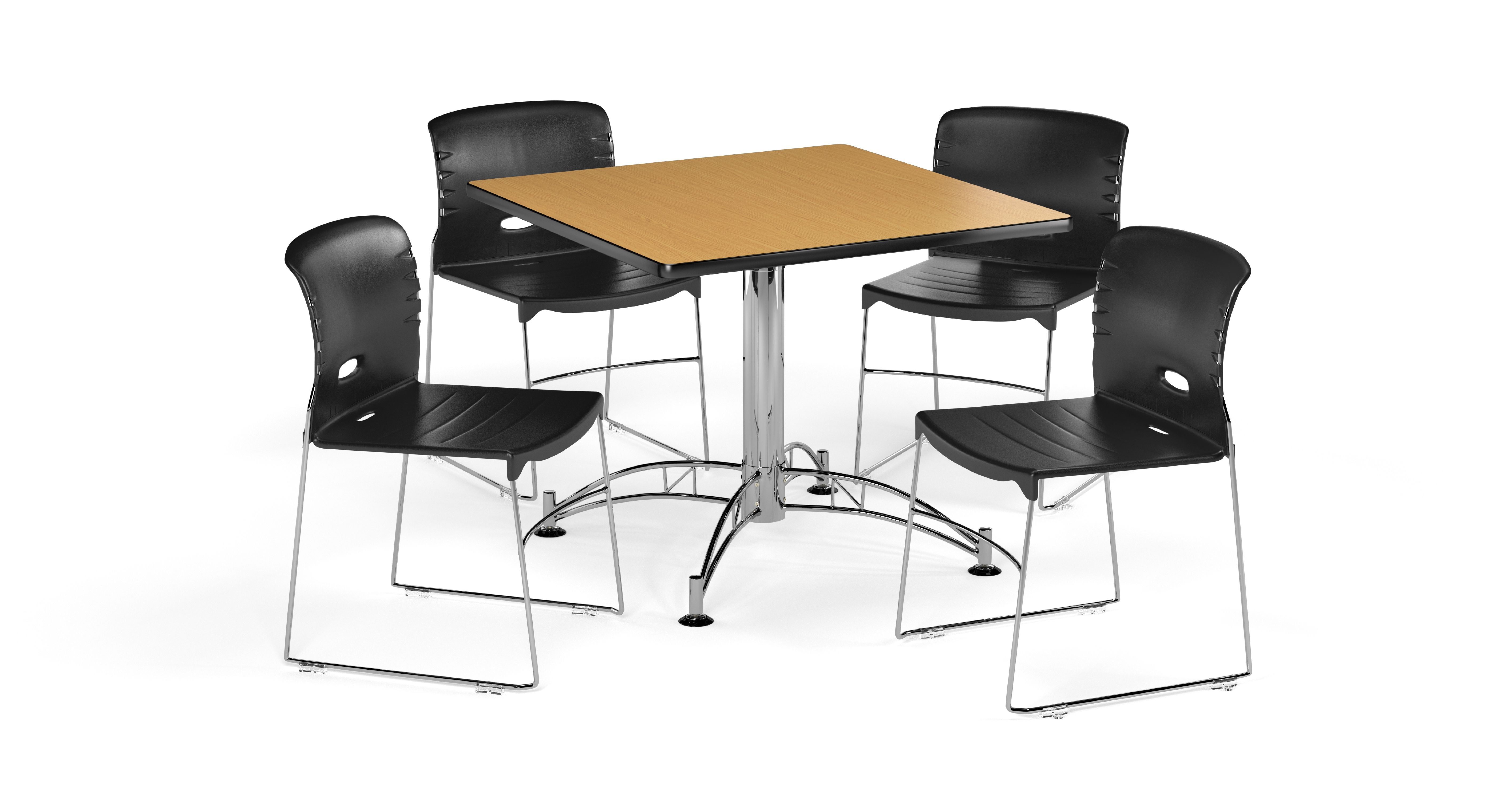 OFM Multi-Use Break Room Package, 42" Square Table with Contract Chairs ...