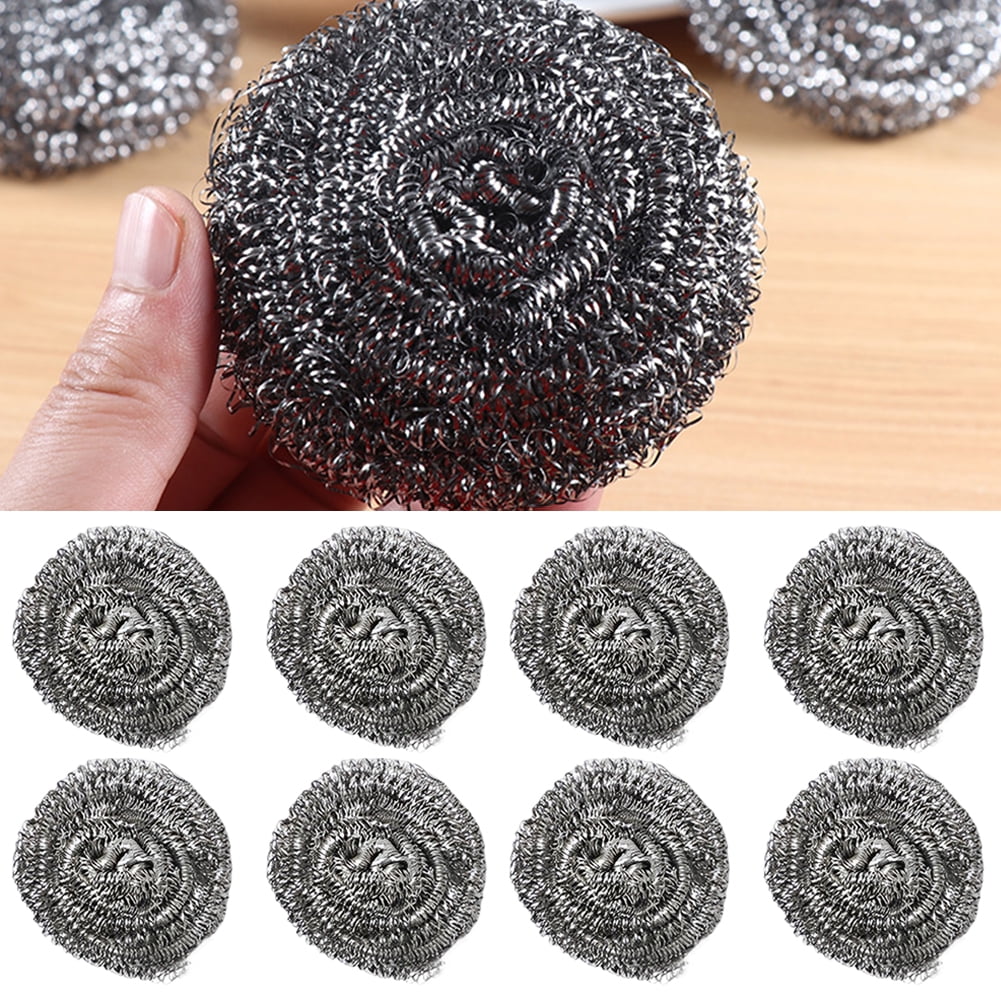 Dengjunhu 8Pcs Stainless Steel Sponges Scrubbers Cleaning Ball Utensil ...