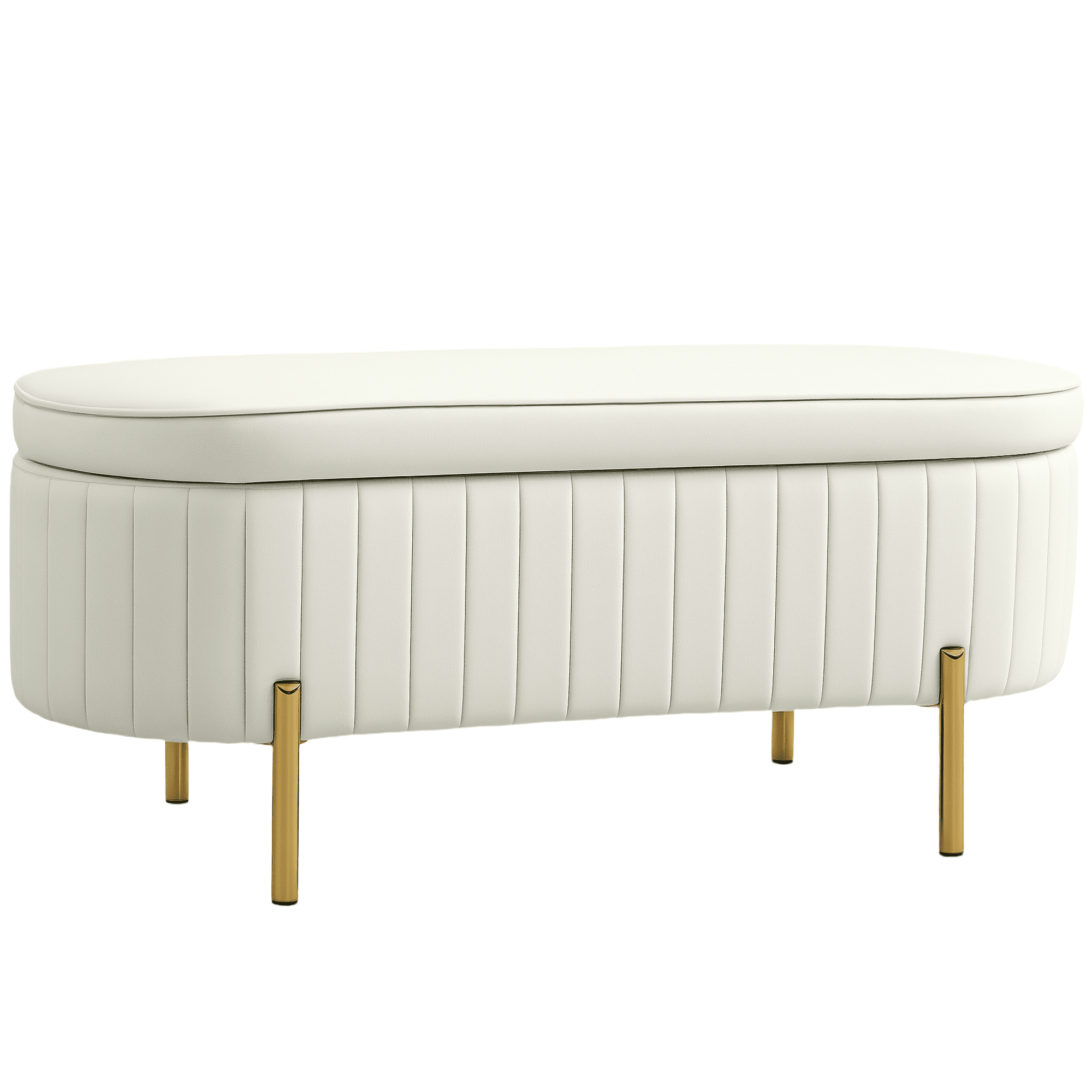 HOMCOM Upholstered Bedroom Bench, Channel Tufted Ottoman Bench, Cream ...