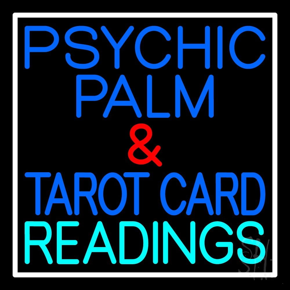 Psychic Palm And Tarot Card Readings White Border LED Neon Sign 16 ...