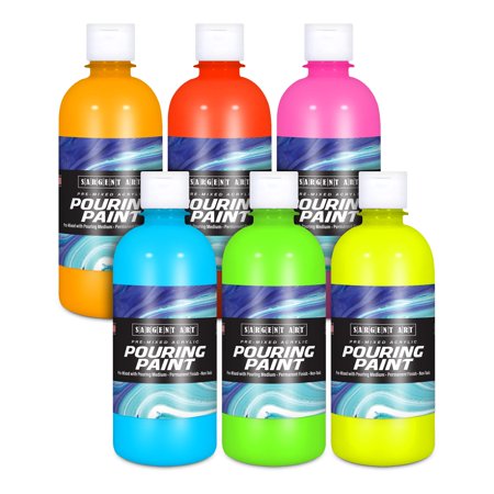Sargent Art 26-7506 6ct. 16oz. Neon Acrylic Pouring Paint, 16 Ounce ...