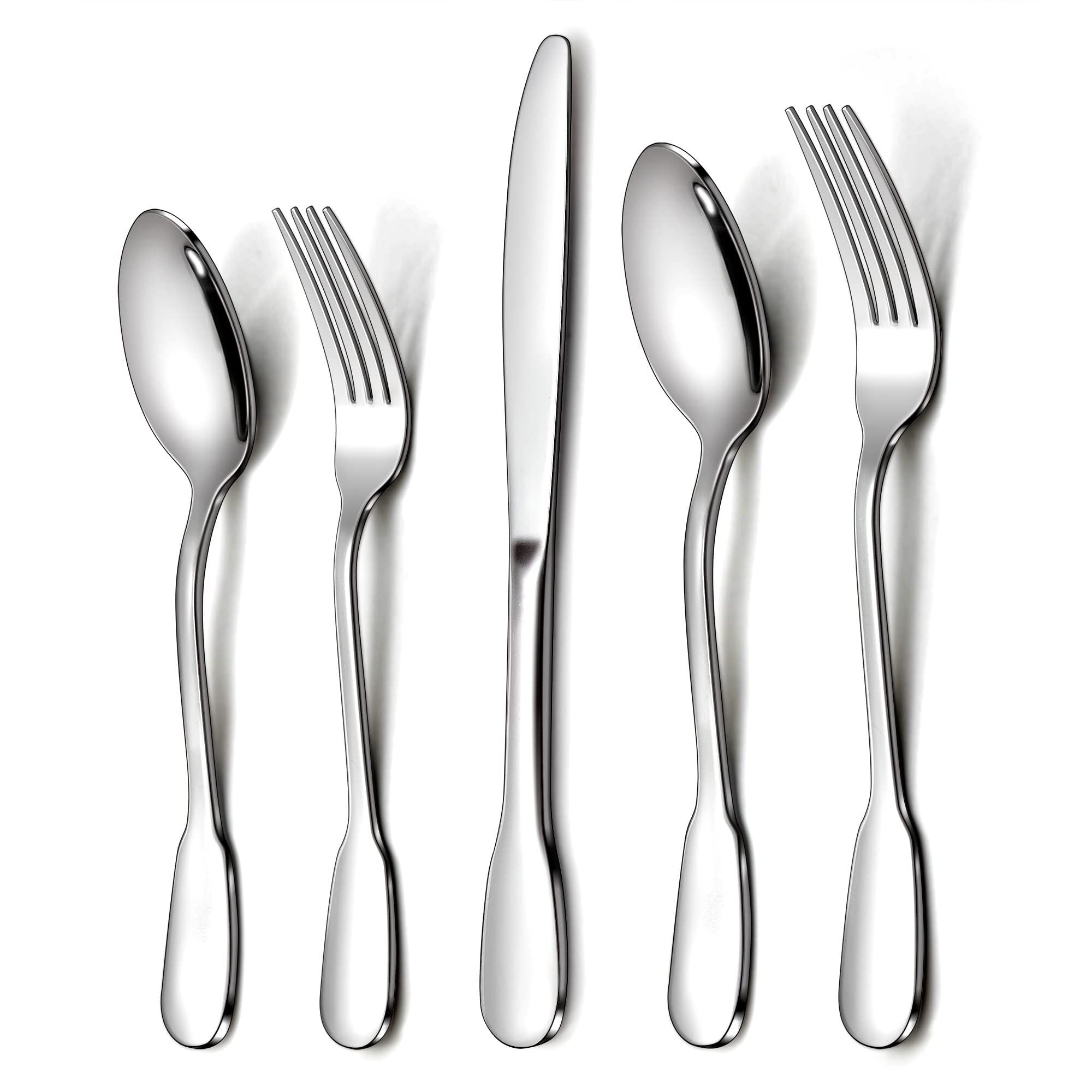 60 Pcs Stainless Steel Flatware Set,Dishwasher Safe,Hand Wash,Silver ...