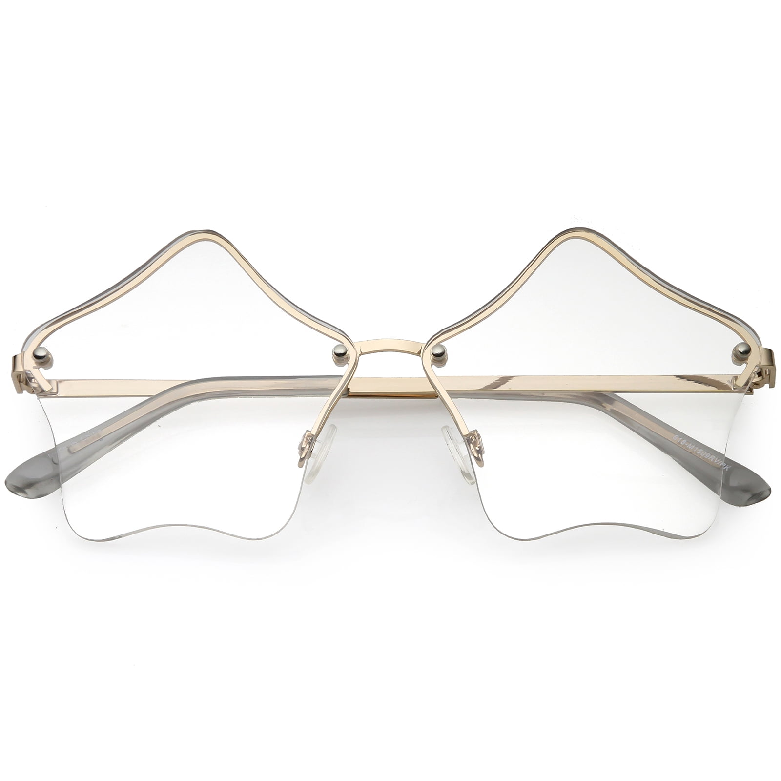 Star Shaped Rimless Sunglasses Metal Frame Color Tinted Lens 55mm (Gold ...