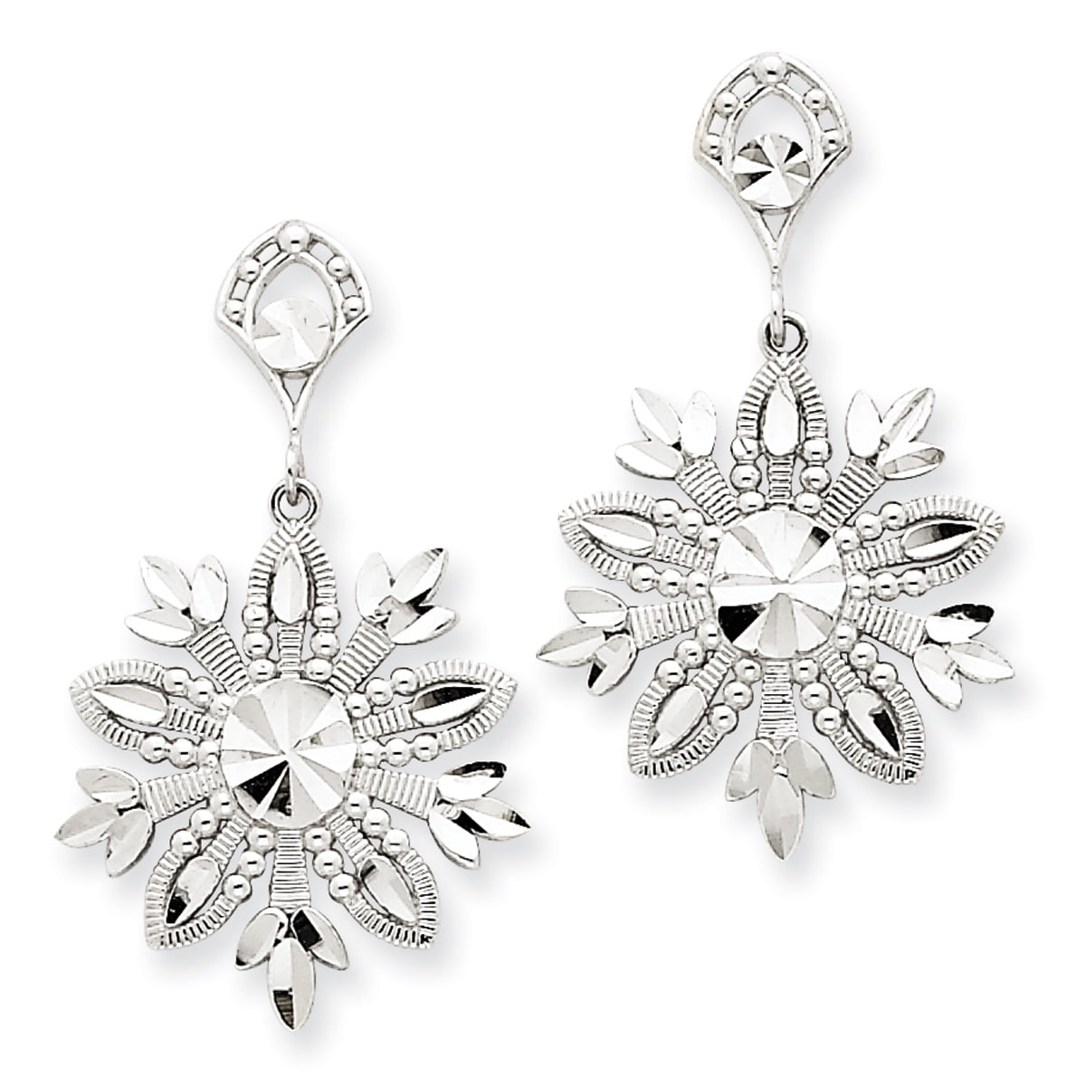 14k White Gold Snowflake Dangle Earrings - Walmart.com