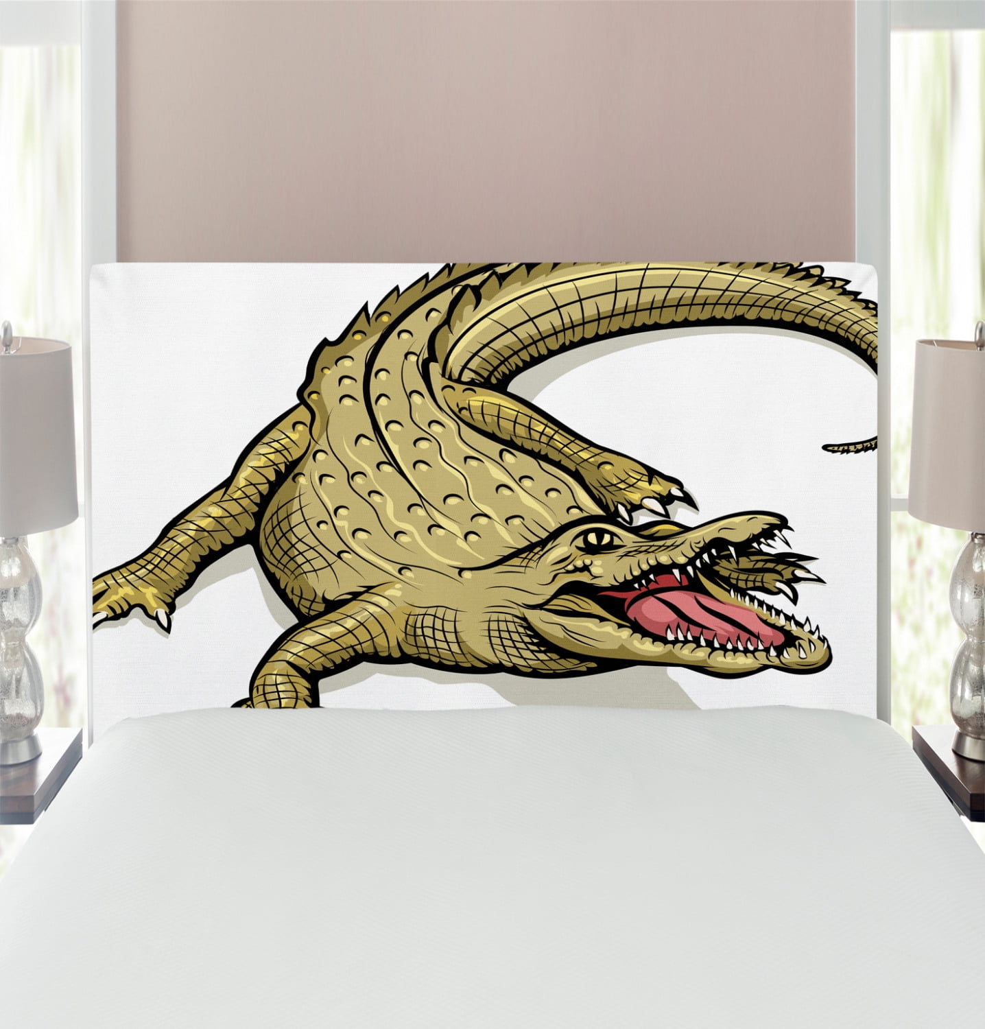 Reptile Headboard, Illustration of Exotic Wild Crocodile Hungry Mouth ...