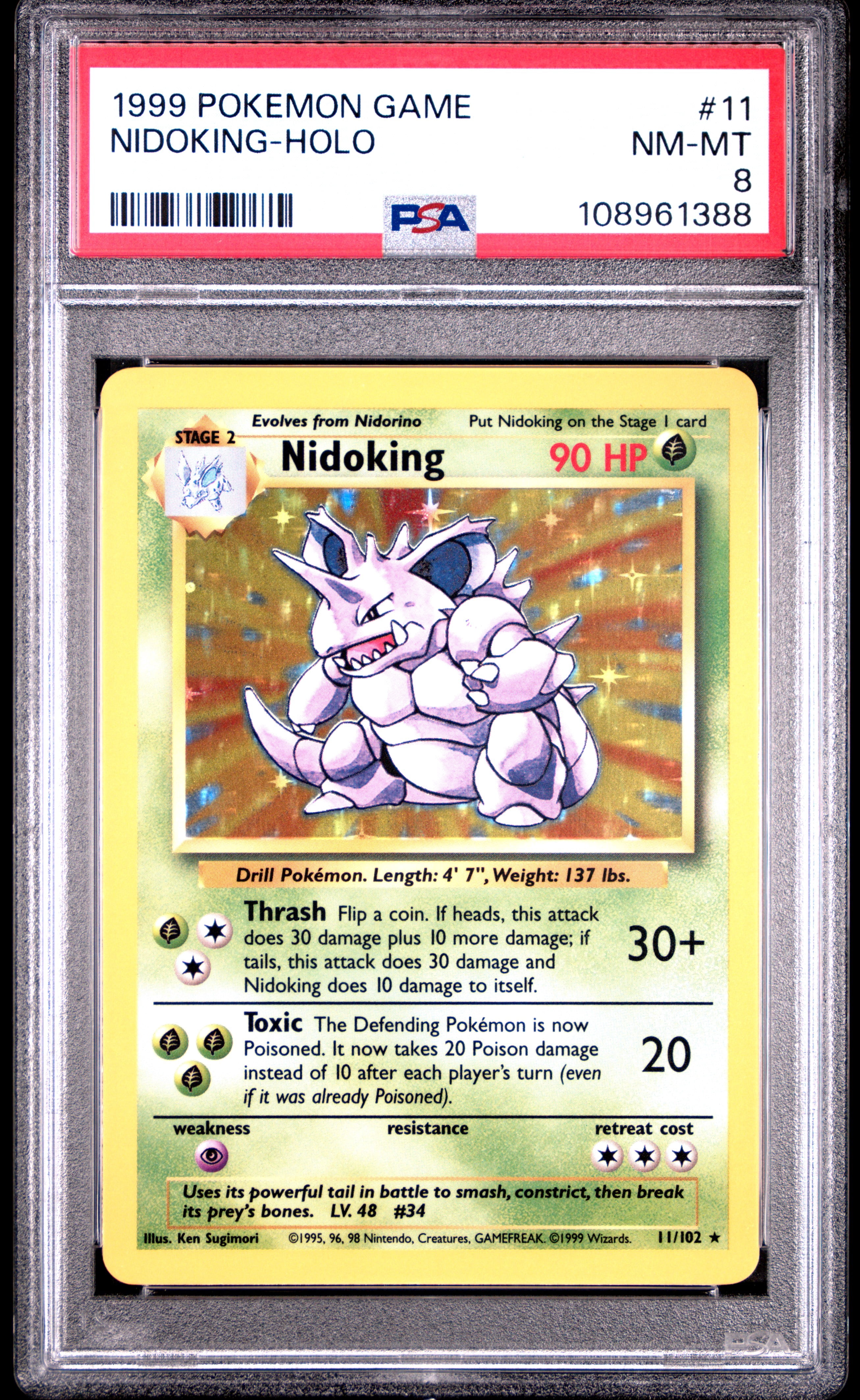 1999 Pokemon Game Base Set Nidoking Holo #11 PSA 8 - Walmart.com