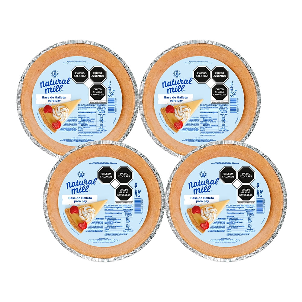 4 Pack Base para pay Natural Mill sabor Vainilla 170g | Walmart en línea