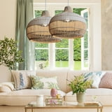 Arturesthome White Handwoven Rattan Boho Pendant Lighting Fixtures ...