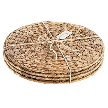 Better Homes & Gardens Light Brown Round Rattan Chargers Set of 4 ...