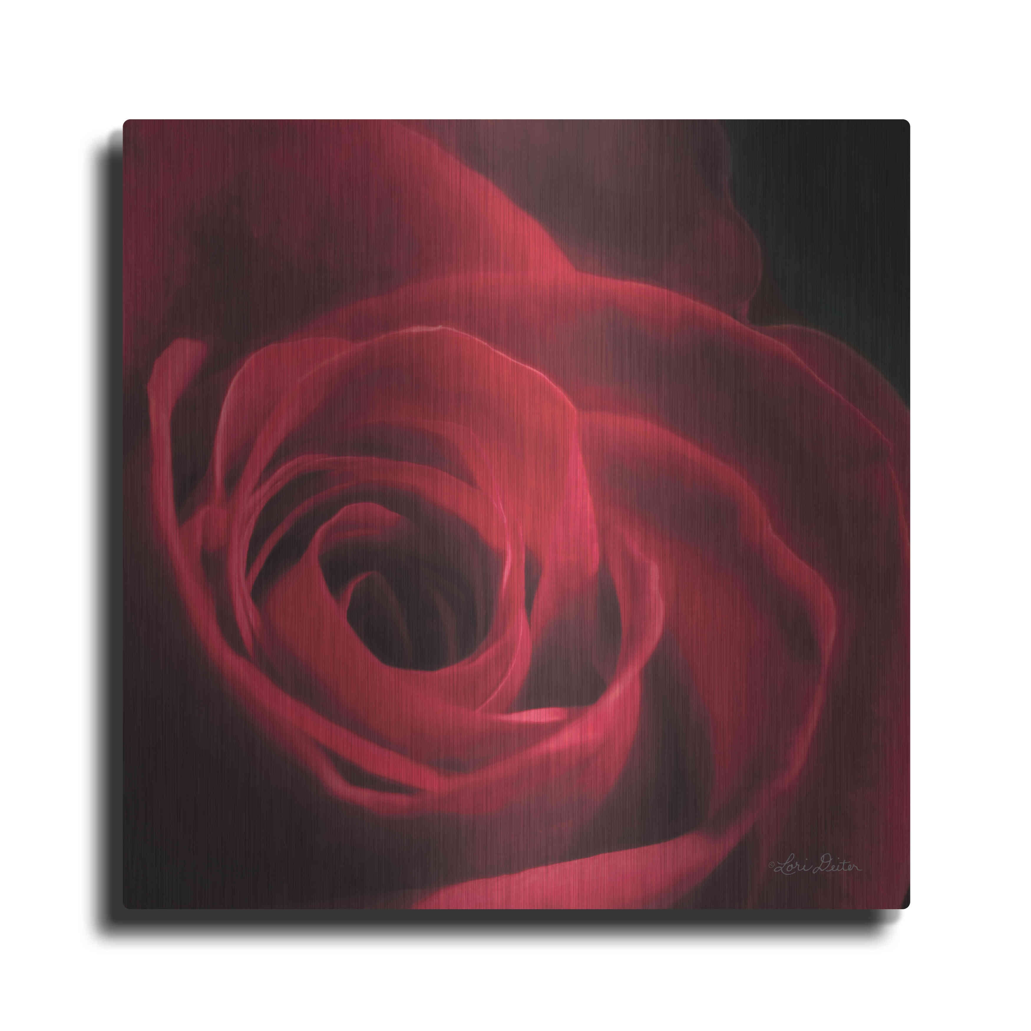 Luxe Metal Art 'The Red Rose I' by Lori Deiter, Metal Wall Art, 12"x12 ...
