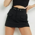 Fhsagq Female Black Tennis Skirt Long Summer Low Waist Cargo Skirt