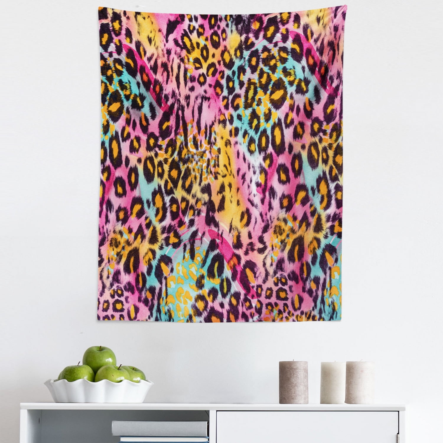 Leopard Print Tapestry, Mottled Exotic Panthera Skin Pattern Colorful ...