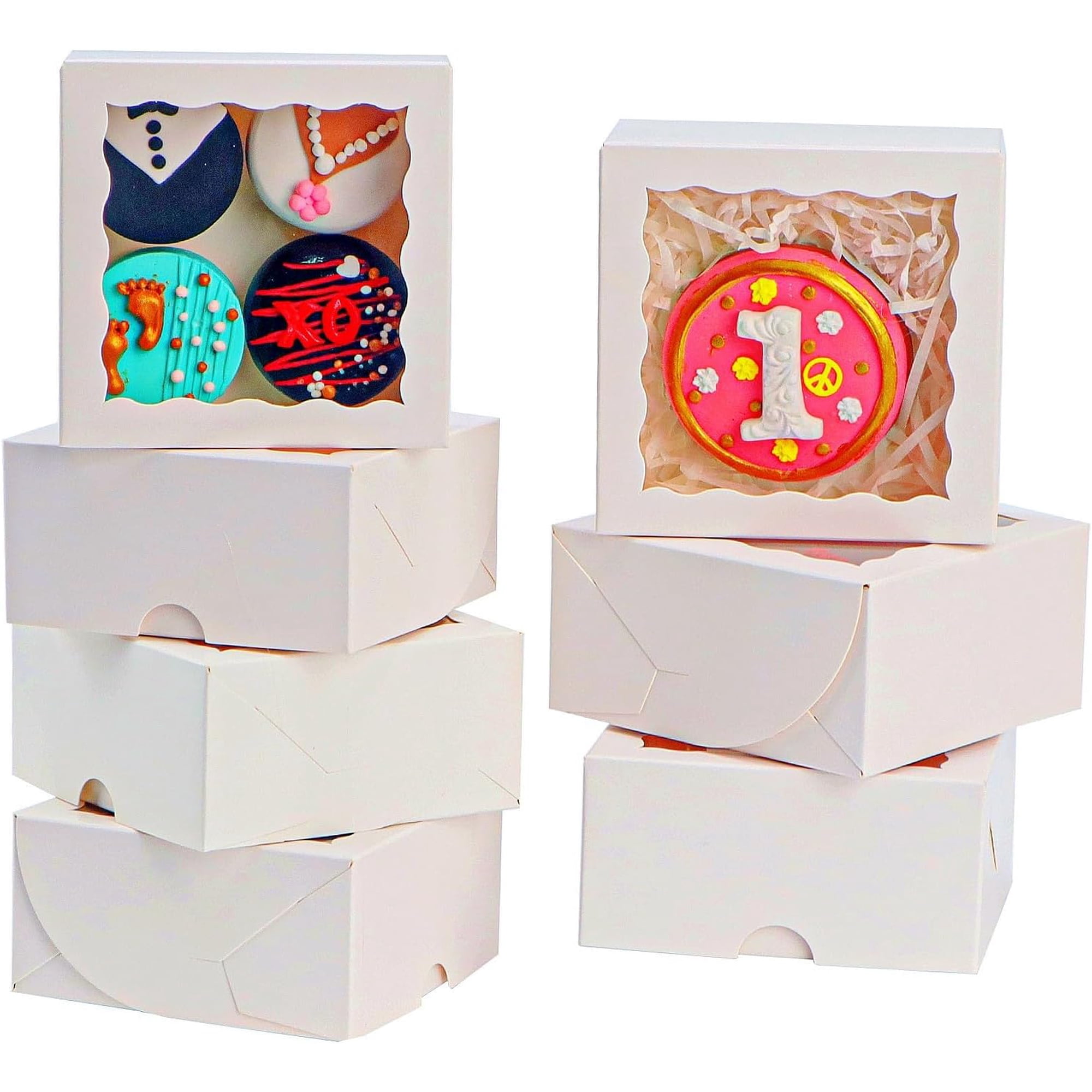 Click here for Rejoda-100pack 4x4x2 Inch Cookies Boxes With Windo... prices