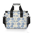 Blue Floral Patterns Portable Cooler Lunch Box Reusable Insulated Lunch ...