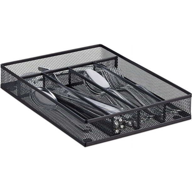 SHAR 5 Compartment Cutlery Storage - Black (Without Cutlery), 5 x 23.5 ...