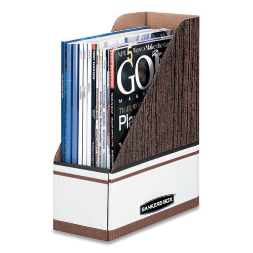 Corrugated Cardboard Magazine File, 4 x 11 x 12.25, Wood Grain, 12 ...
