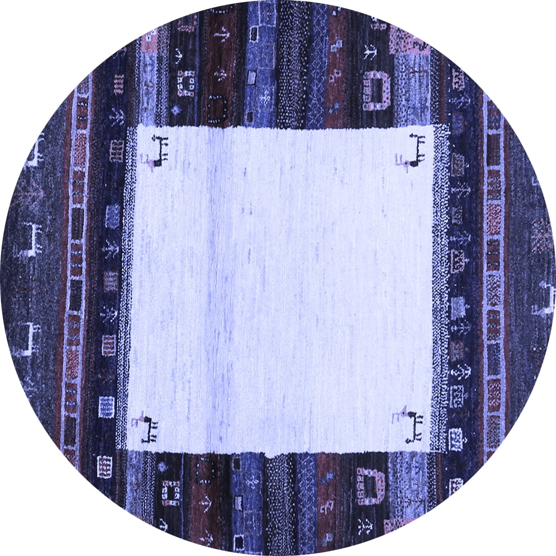 Ahgly Company Indoor Round Abstract Blue Contemporary Area Rugs, 8 ...