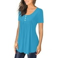 Scyoekwg Womens Tops Summer Henley Shirts Trendy Short Sleeve Button Up Tunic Tops Cute Long