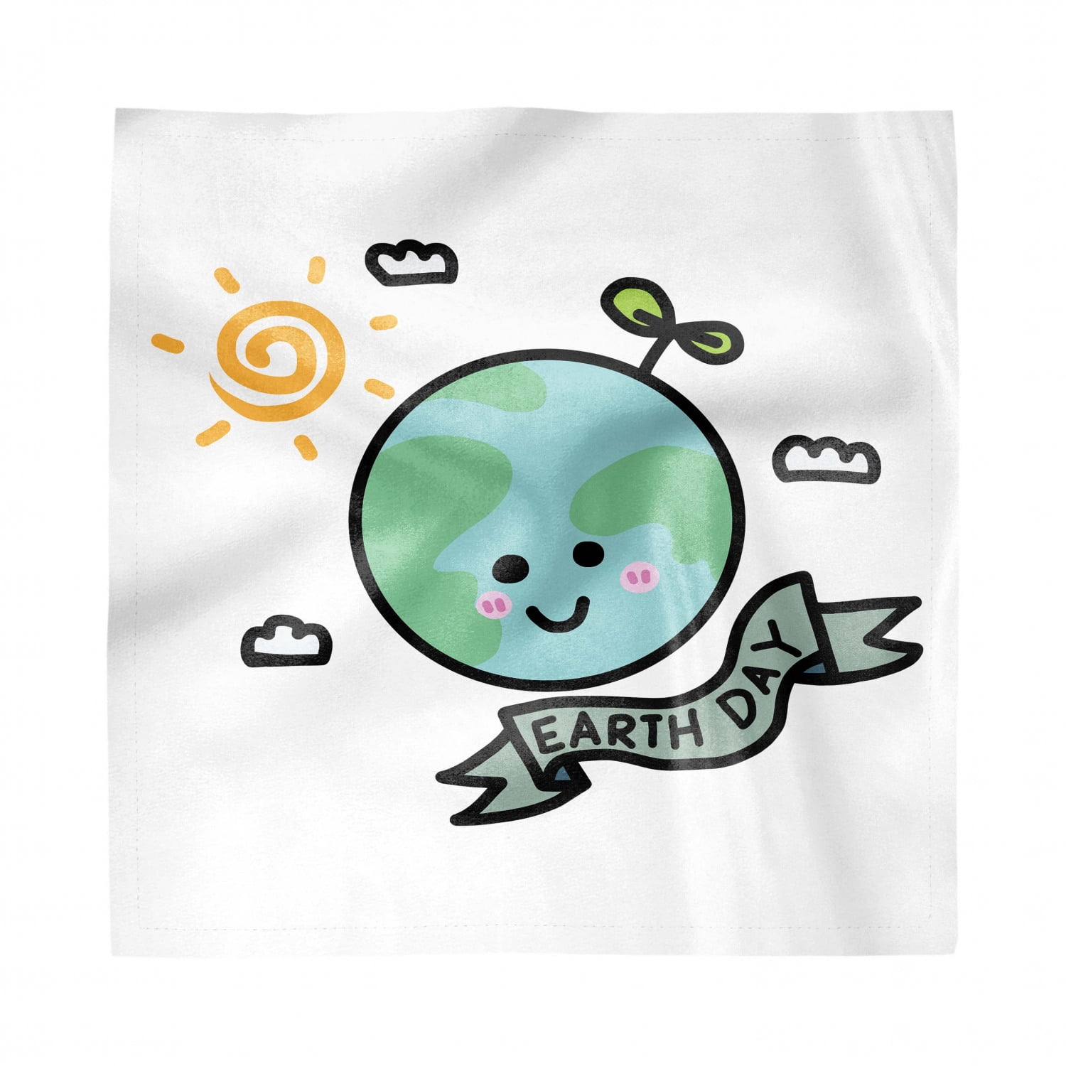Earth Day Decorative Satin Napkins Set of 4, Eco Message in Childish ...