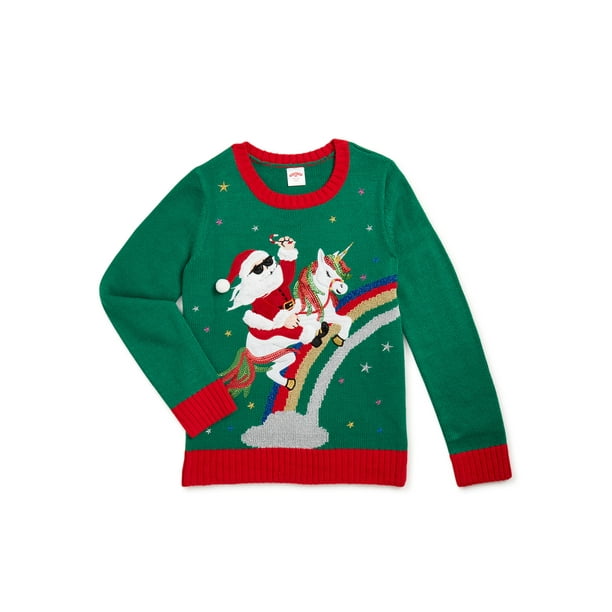 Holiday Time Girls 3D Embellished Christmas Sweater, Sizes 4-18 & Plus ...