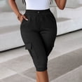 Capri Cargo Jogger Pants for Women - Casual Knee Lenght High Waisted ...