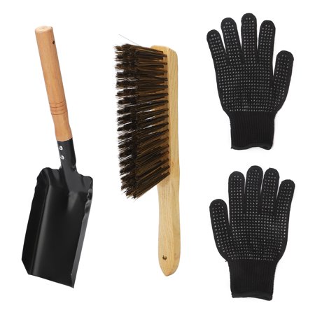 Fireplace Cleaning Set: 1 Wooden Handle Shovel + 1 Wooden Handle Brush ...