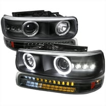 Dual Halo Projector Headlights with LED Sequential Turn Signal Bumper ...