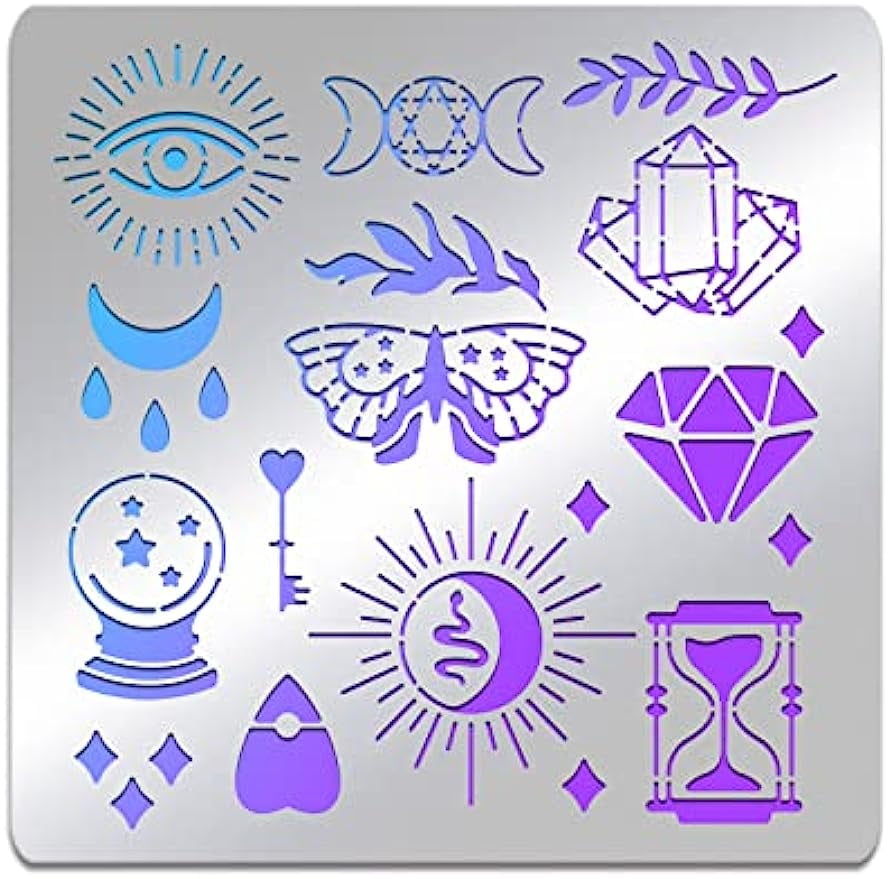 1pc Magic Theme Stainless Steel Stencil Template Square Metal Stencil ...