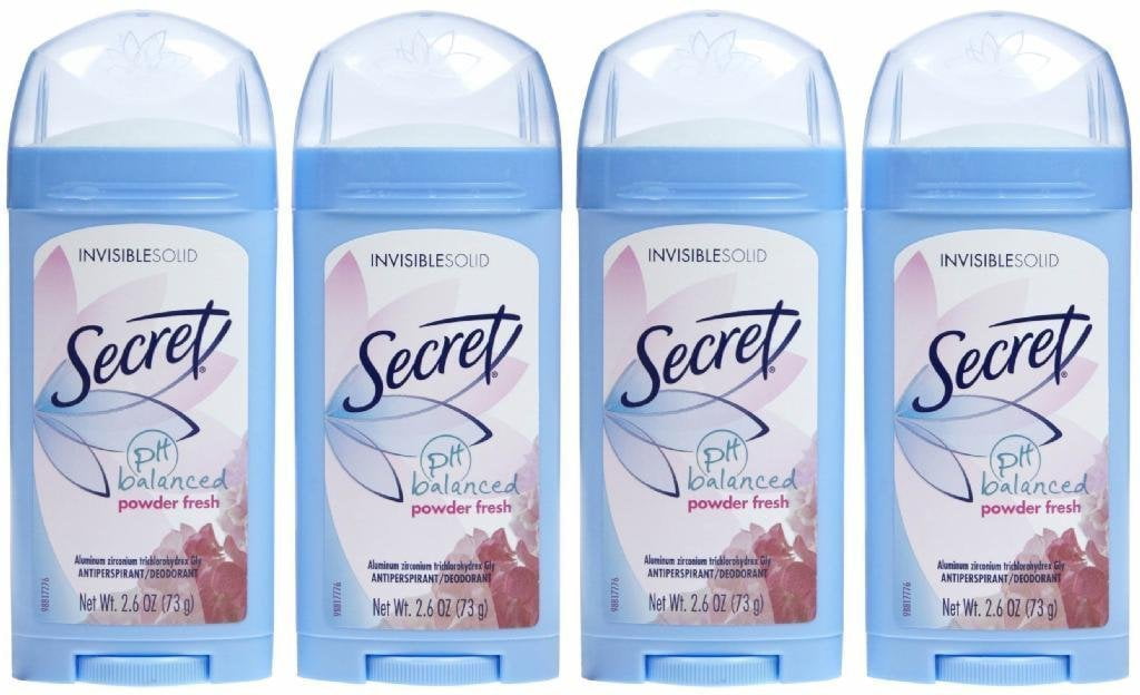 Secret Invisible Solid Antiperspirant Deodorant Powder Fresh, 2.6oz, 4 ...