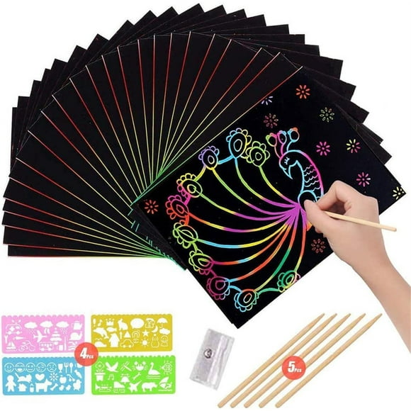 Scratch Art Rainbow Black Paper