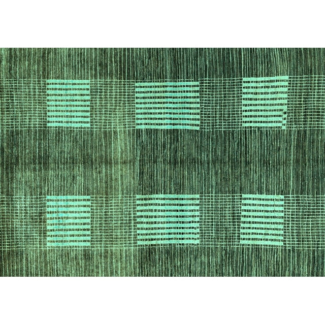 Ahgly Company Machine Washable Indoor Rectangle Abstract Turquoise Blue ...