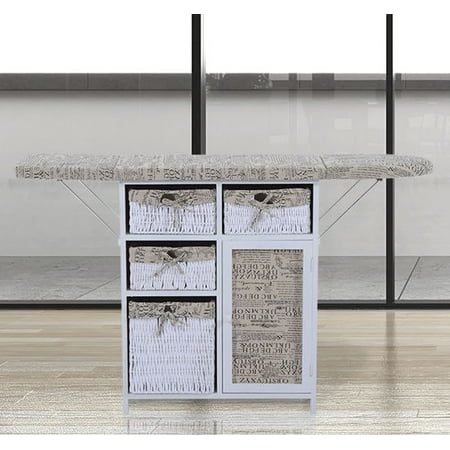 HOMCOM Collapsible Drop Leaf Ironing Board And Shelving Unit With ...