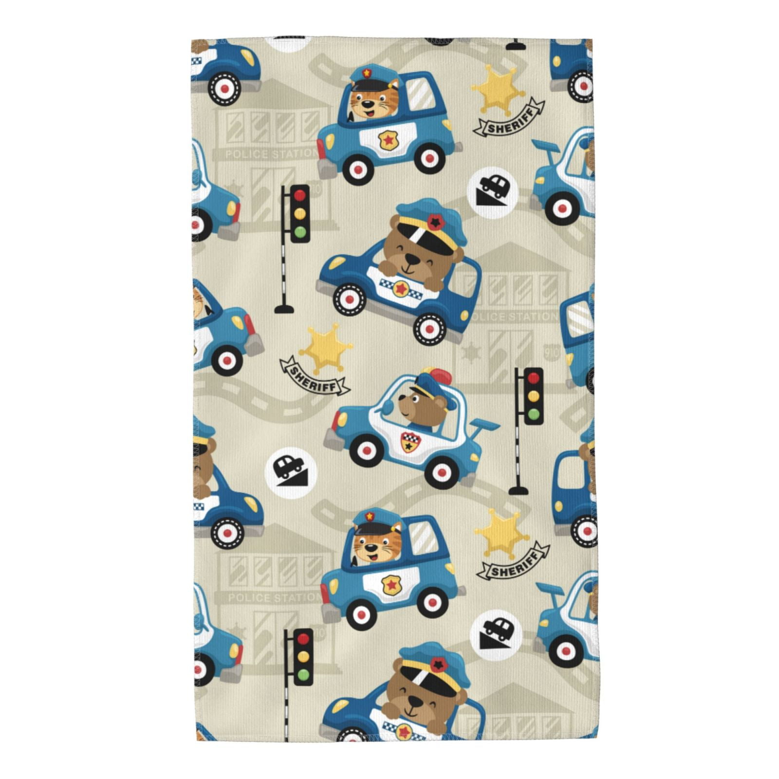 Balery Animals Driving Police Car Toalla de Microfibra Premium con Estampado – 27.5x16 pulgadas ...