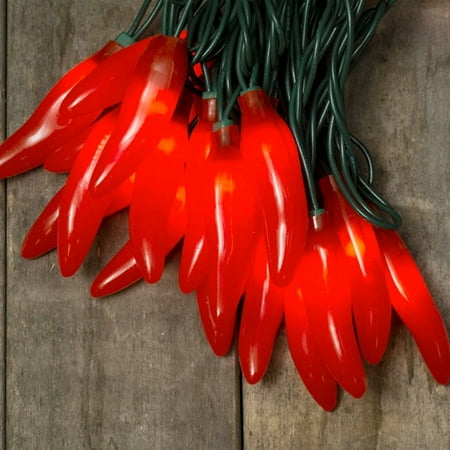 Outdoor String Lights Chili Pepper Fiesta String Lights Plug-In Indoor ...