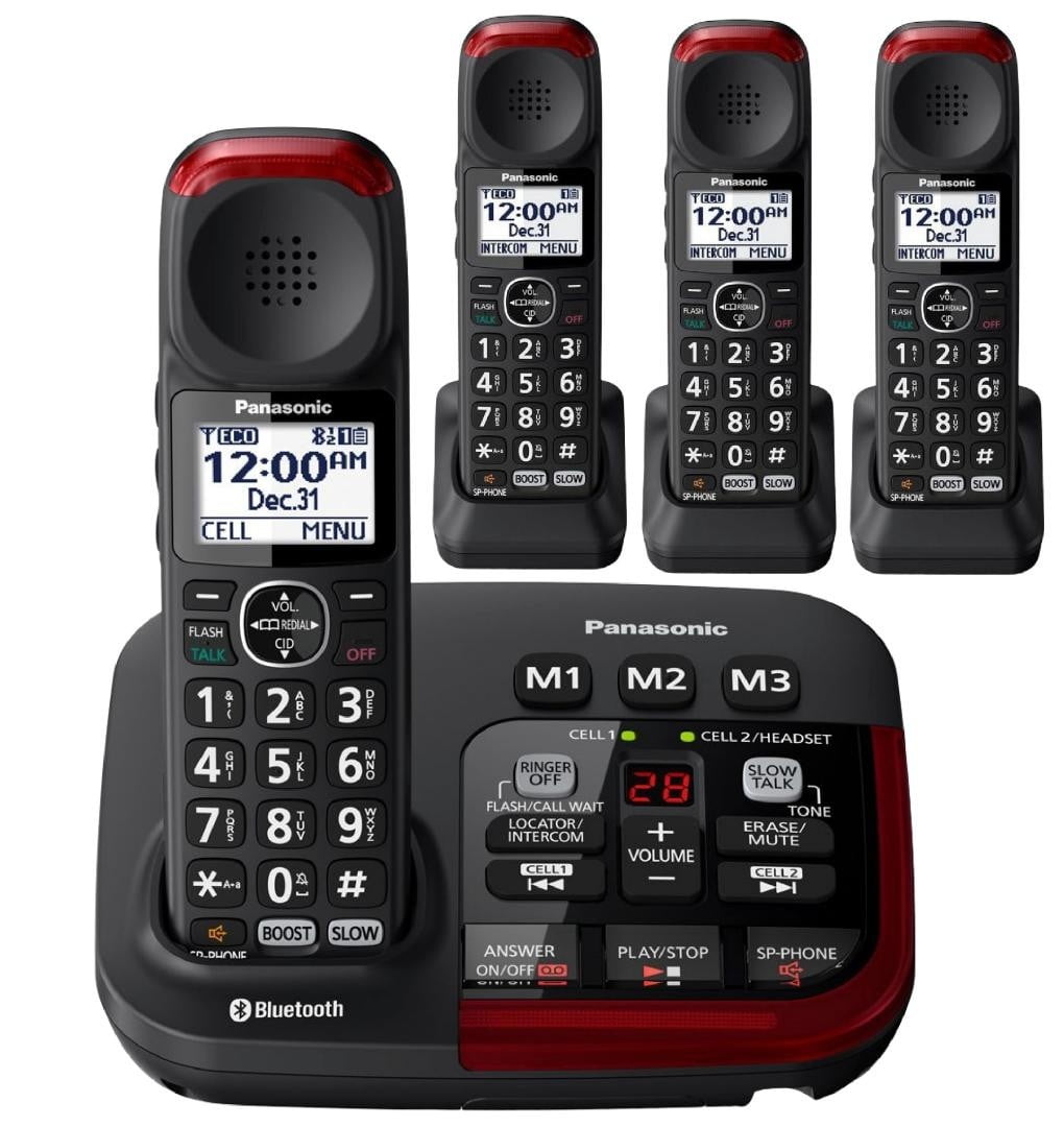 Panasonic Link2Cell KX-TGM430B Amplified Bluetooth Phone with (3) extra ...