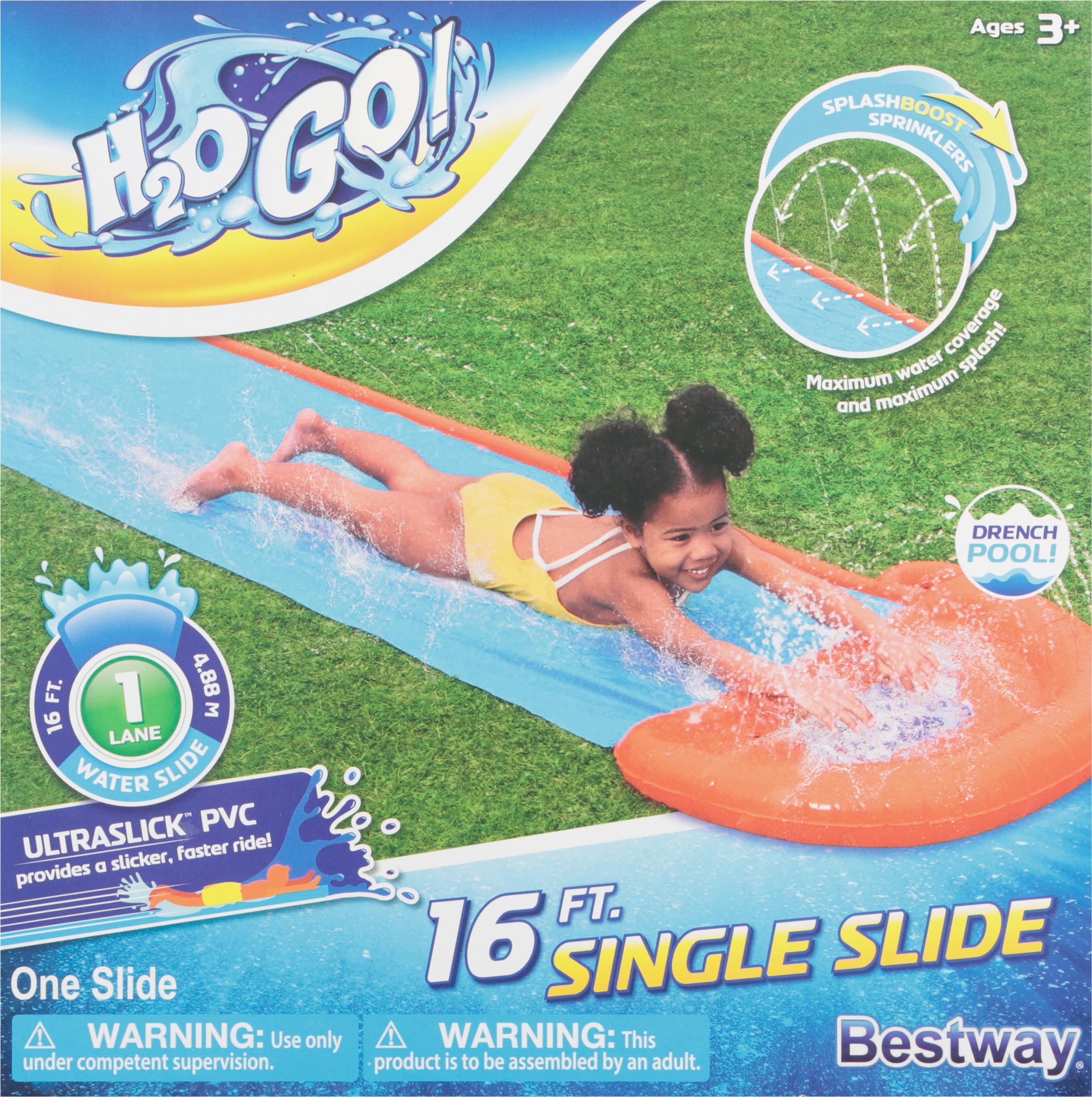 H2OGO! Tsunami Splash Ramp 16 Ft. Single Water Slide 52477E Pack of 8 ...