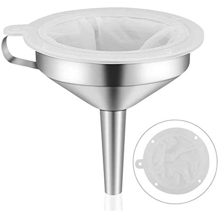 5-Inch Food Grade Stainless Steel Kitchen Funnel with 200 Mesh Food ...