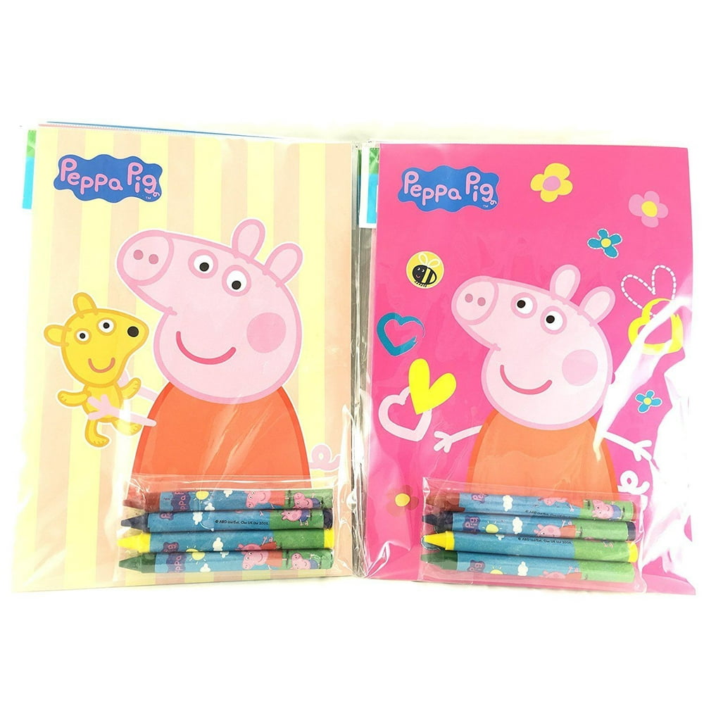 Party Favors Peppa Pig Coloring Book & Crayon Set 12 Pack ( Assorted ...