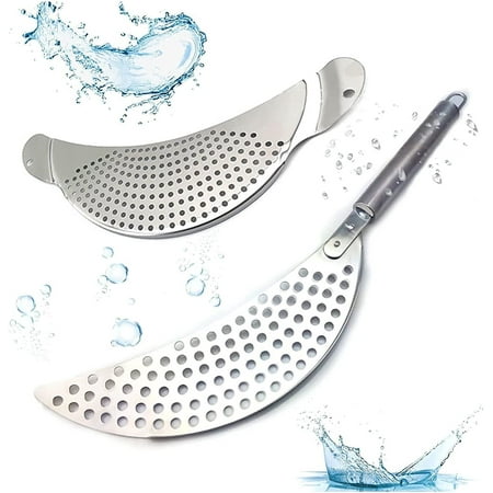TORUBIA 2 Pcs Stainless Steel Pot Strainer,Pan Pot Drainer with Handles ...